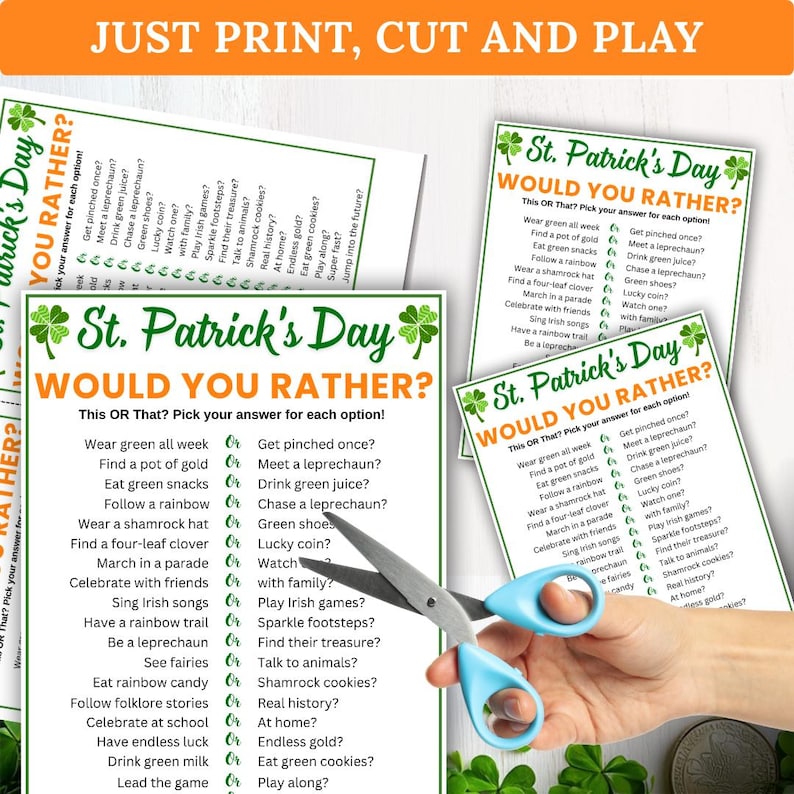 St Patrick's Day This or That Game, Would You Rather Game, St Paddy's ...