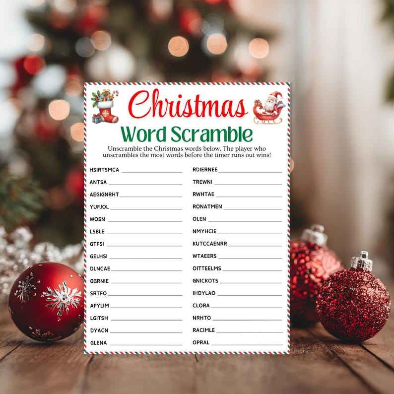 Christmas Word Scramble Game, Printable Christmas Game, Word Unscramble ...