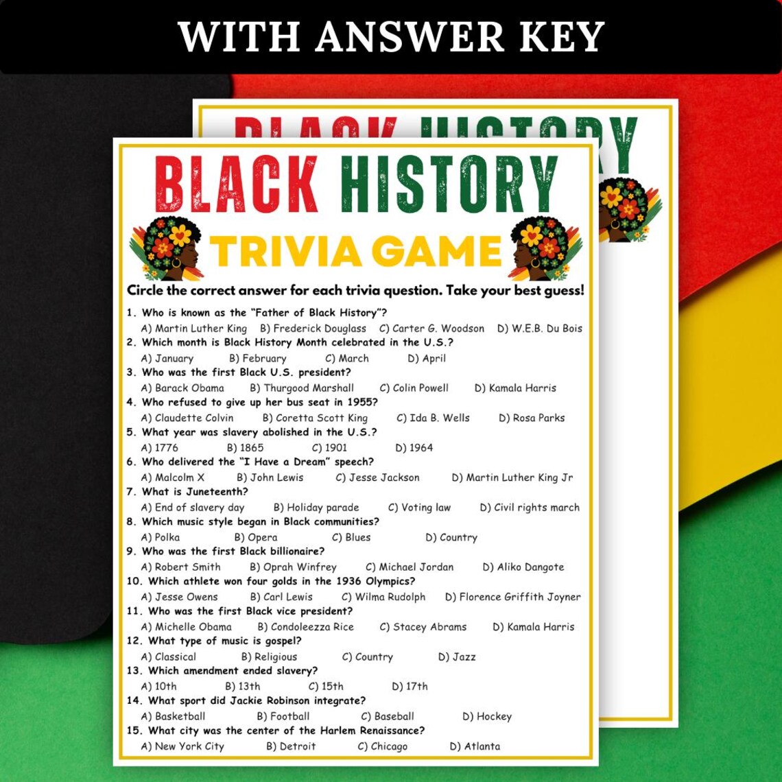 Black History Trivia Game, Black History Month, Trivia Quiz, Black ...