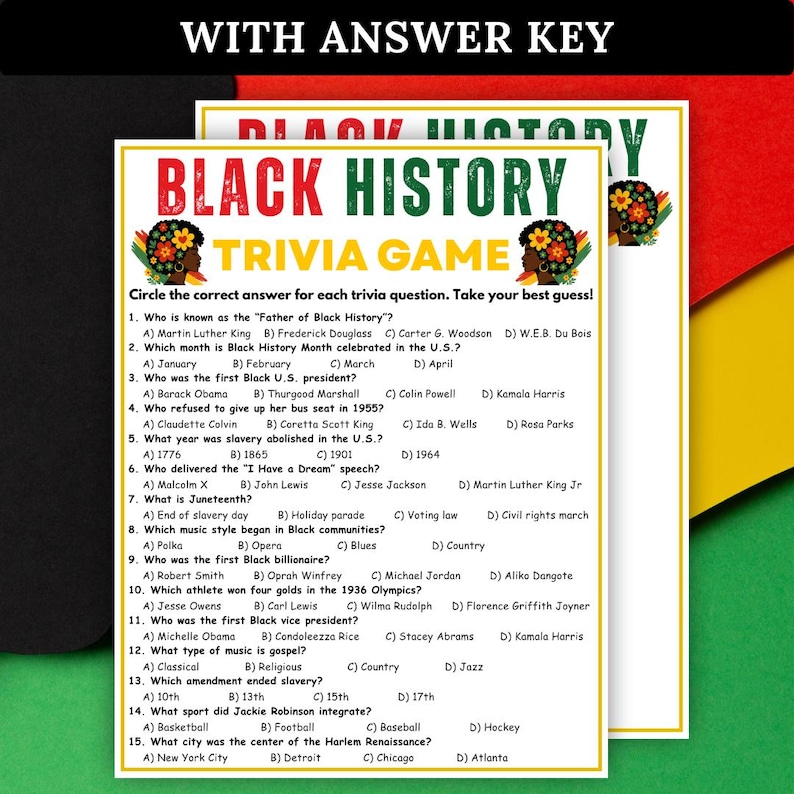 Black History Trivia Game, Black History Month, Trivia Quiz, Black ...