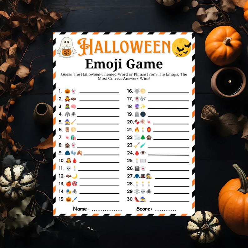 Halloween Emoji Game, Printable Halloween Games, Halloween Emoji ...