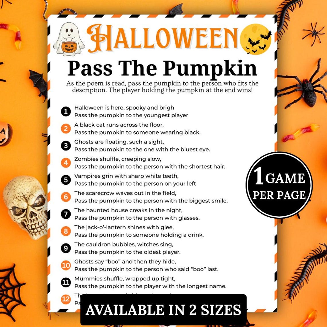 Pass the Pumpkin Halloween Game, Pass the Gift, Party Game, Printable ...