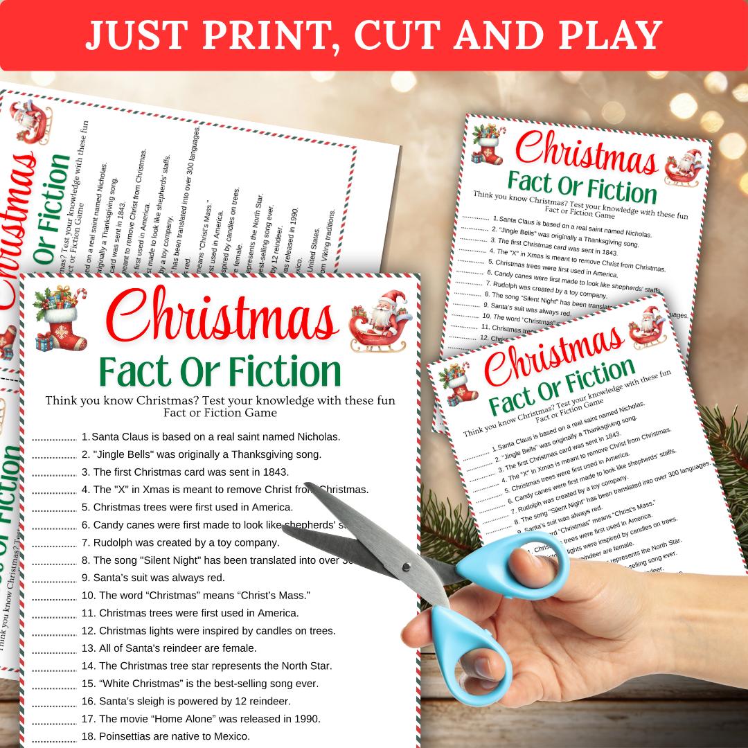 Christmas Fact or Fiction Game, Christmas Party Game, True or False ...