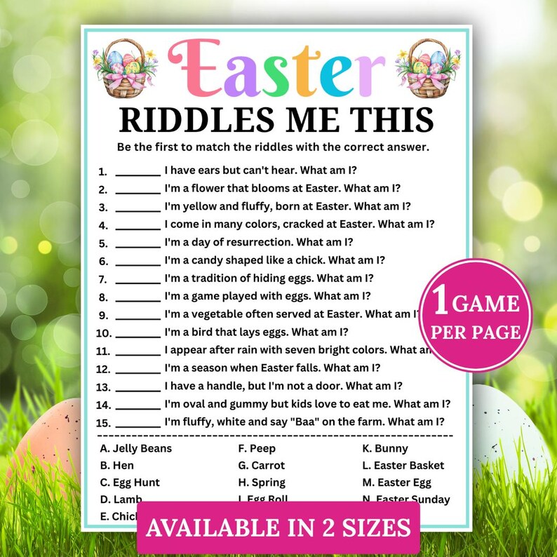 Easter Riddles Game, Easter Riddle Me This, Holiday Riddles Game, Jokes ...