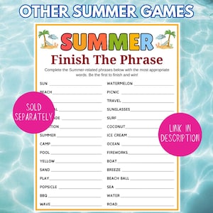Summer Trivia Game, Summer Quiz Game, Printable Summer Activity Games ...