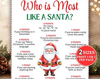 Who is Most Like Santa Game, Christmas Game, Christmas Activity, Santa ...