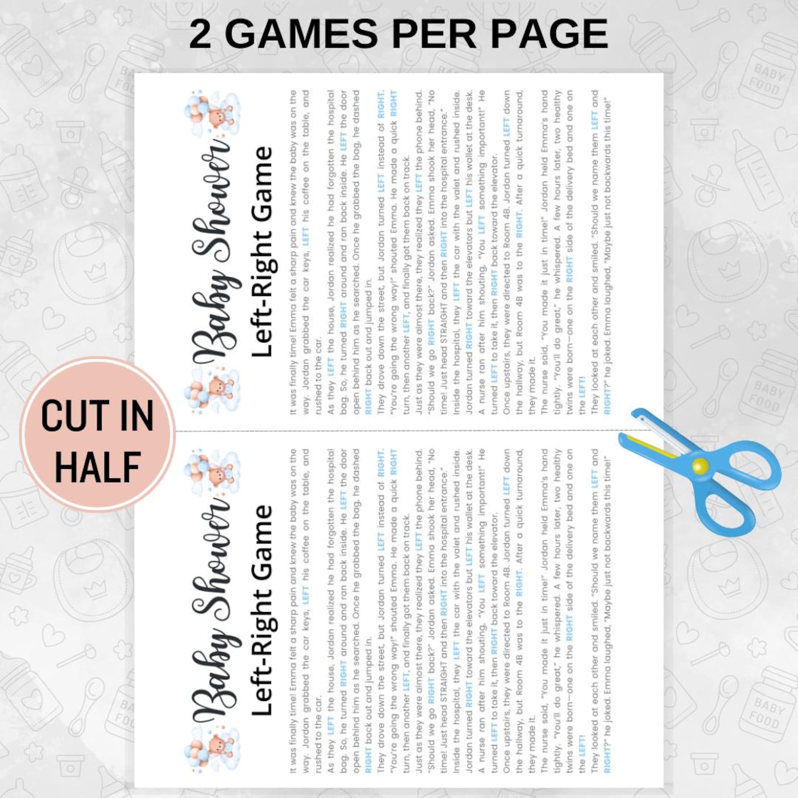 Left Right Baby Shower Game, Pass the Prize Gift Exchange Game, Baby ...