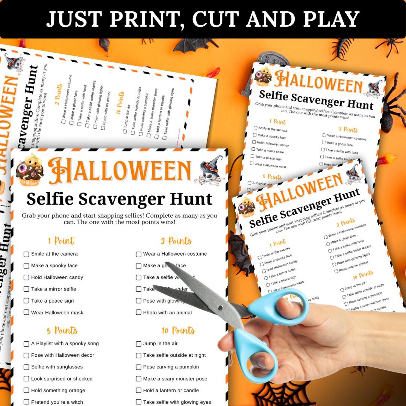 Halloween Selfie Scavenger Hunt Game, Printable Halloween Party Games ...