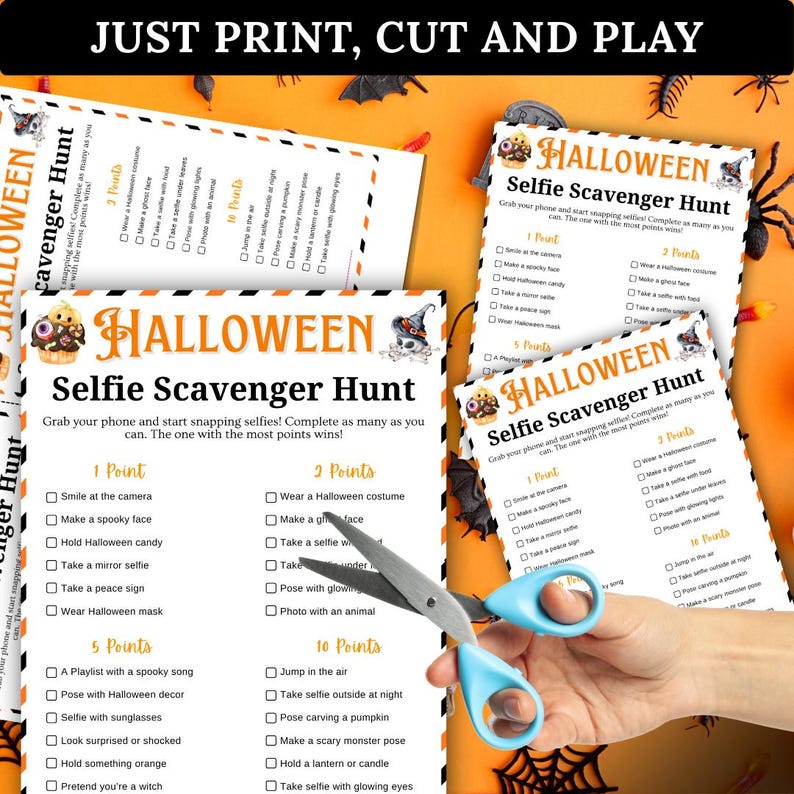Halloween Selfie Scavenger Hunt Game, Printable Halloween Party Games ...