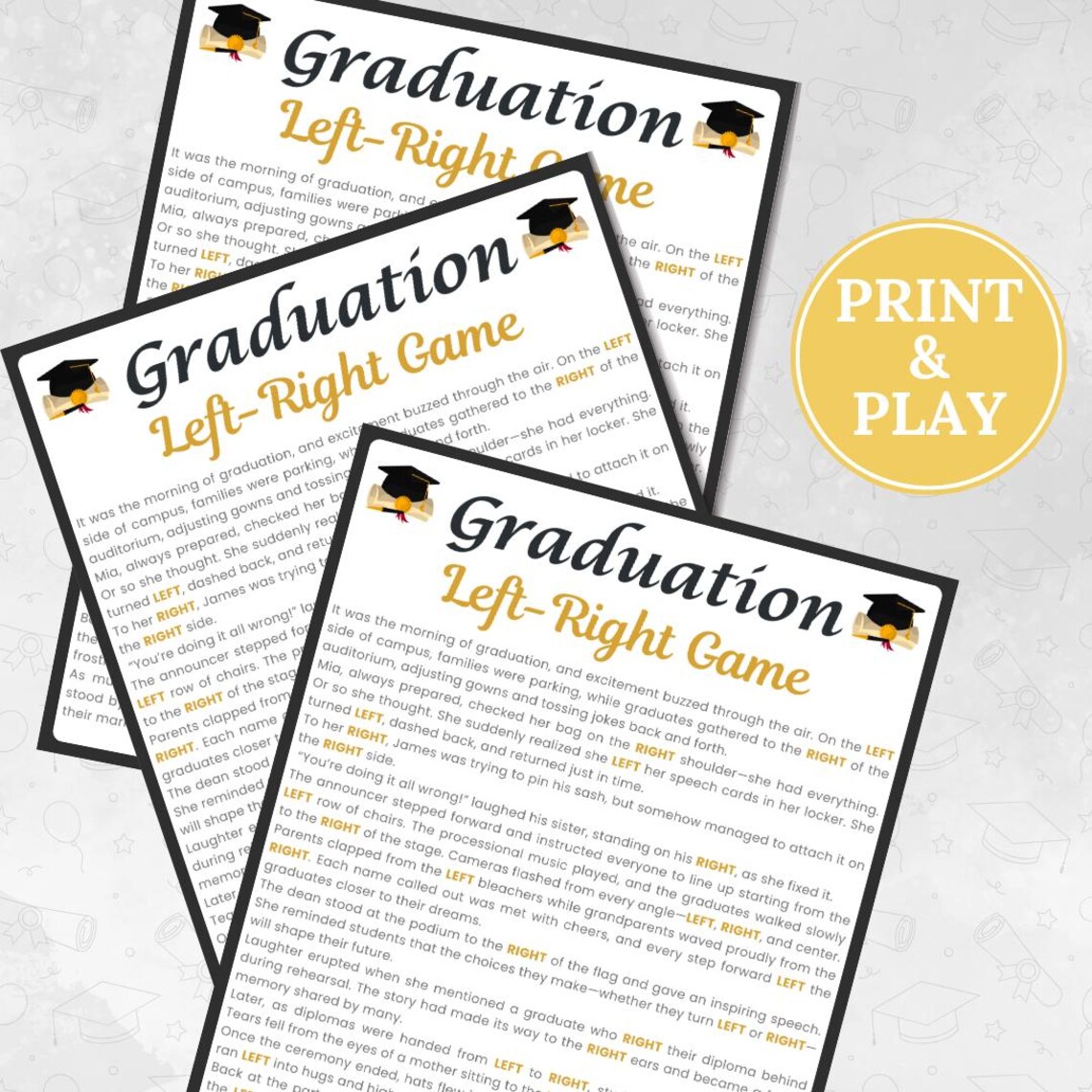 Graduation Left Right Game, Pass the Prize Gift Exchange Game ...
