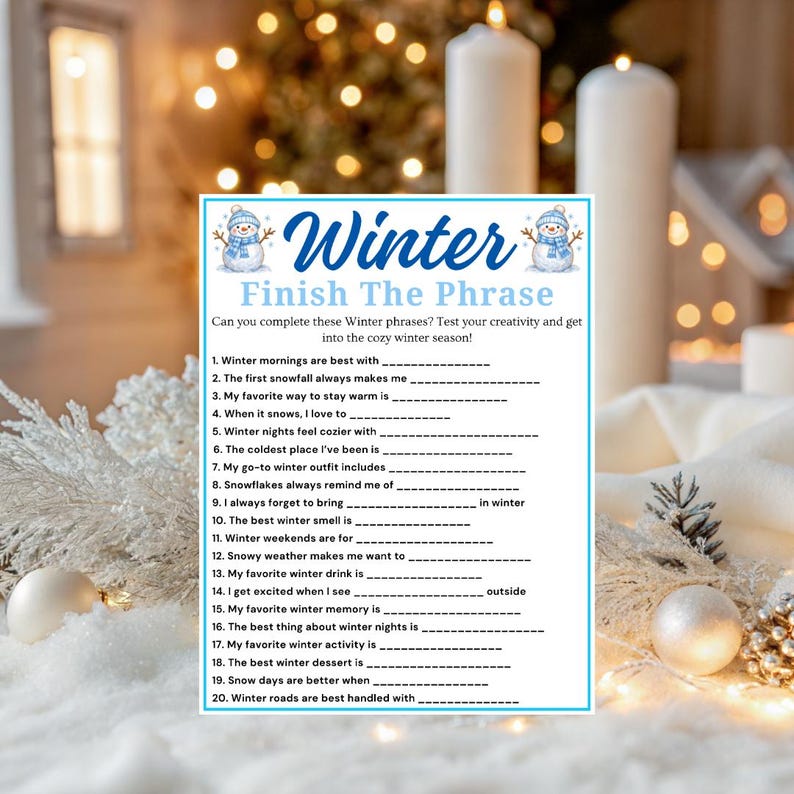 Winter Finish the Phrase Game, Printable Winter Party Games, Winter ...