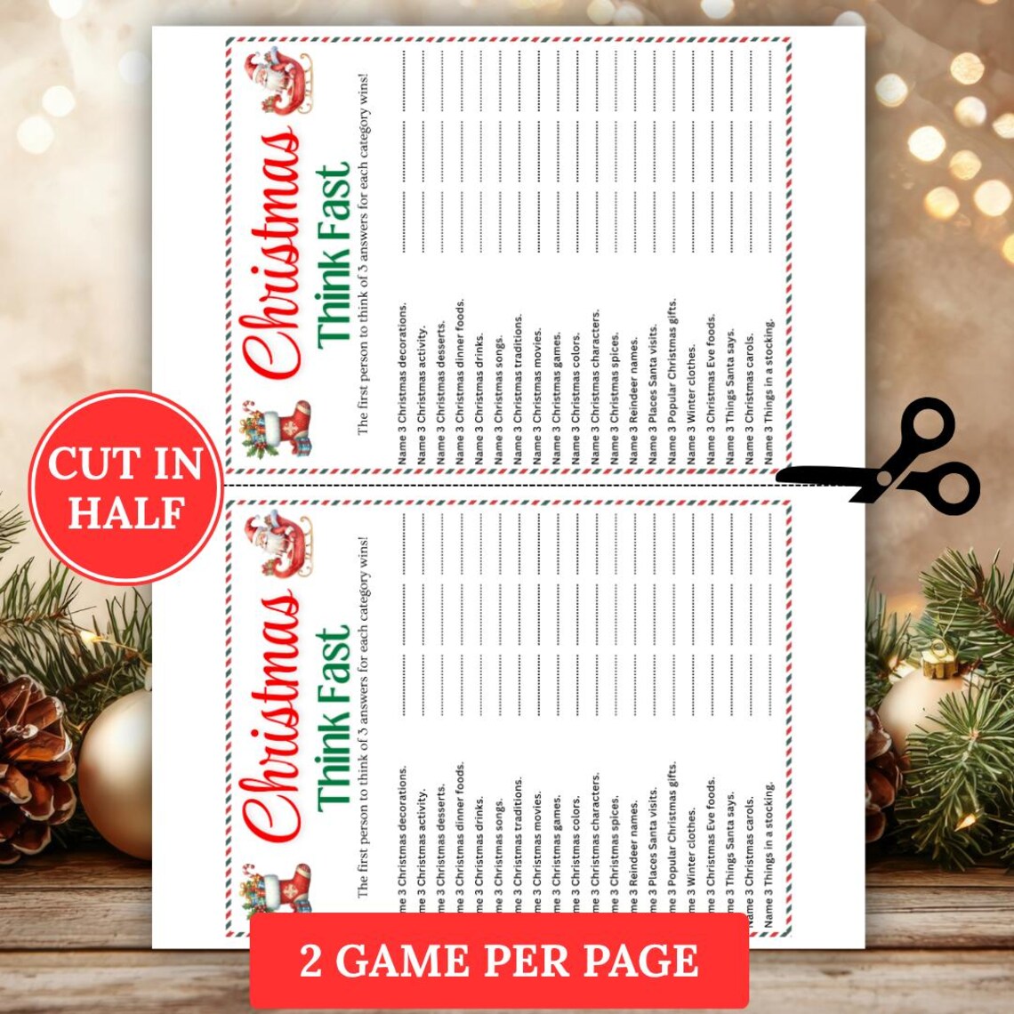 Christmas Think Fast Game, Think Quick Game, Christmas Trivia for Kids ...