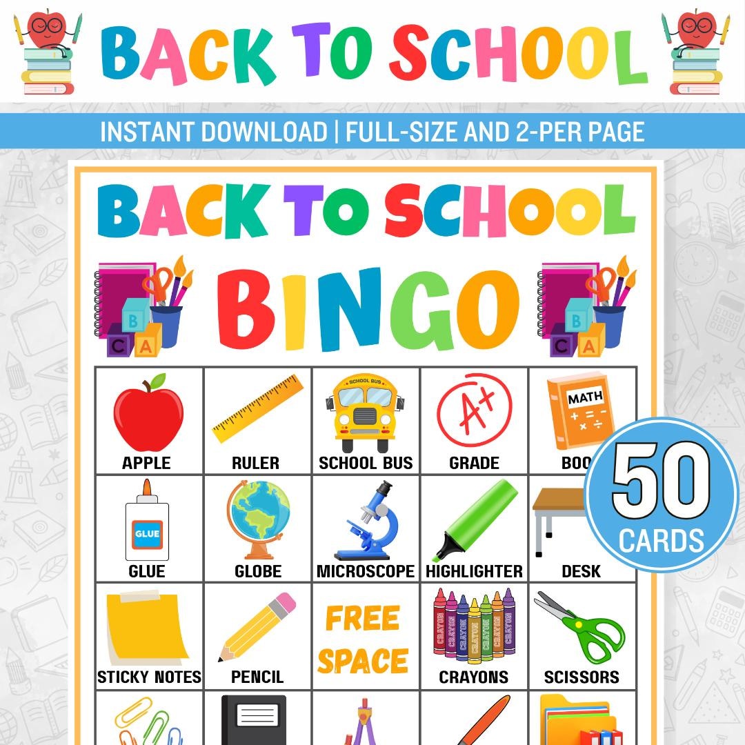 Back to School Bingo Cards, Printable Back to School Games, Classroom ...