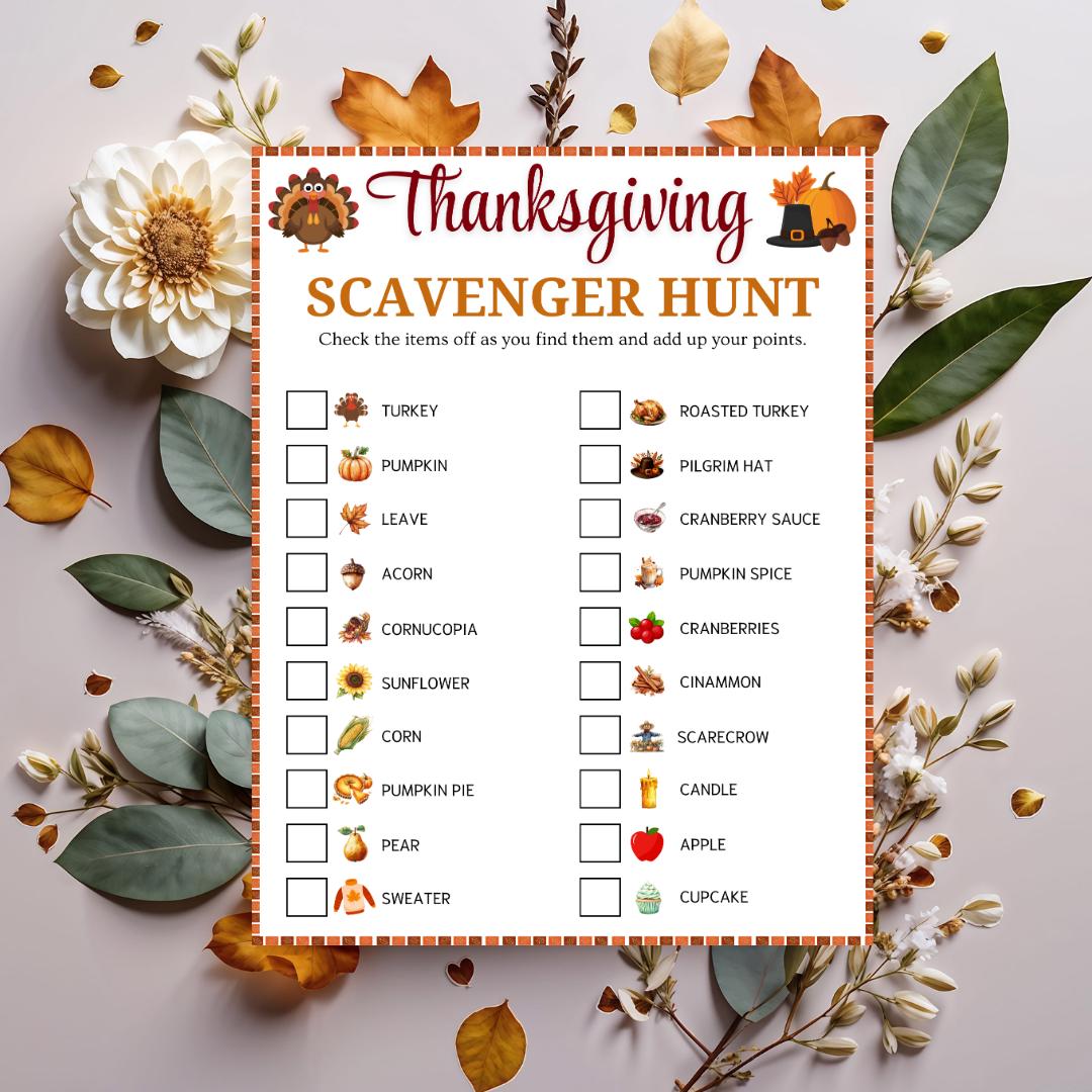 Thanksgiving Scavenger Hunt Game, Thanksgiving Printable Game, Fall ...