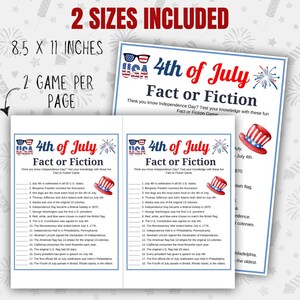 4th of July Trivia Game, Fact or Fiction Quiz, 4th of July Games, 4th ...