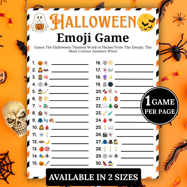 Halloween Emoji Game, Printable Halloween Games, Halloween Emoji ...