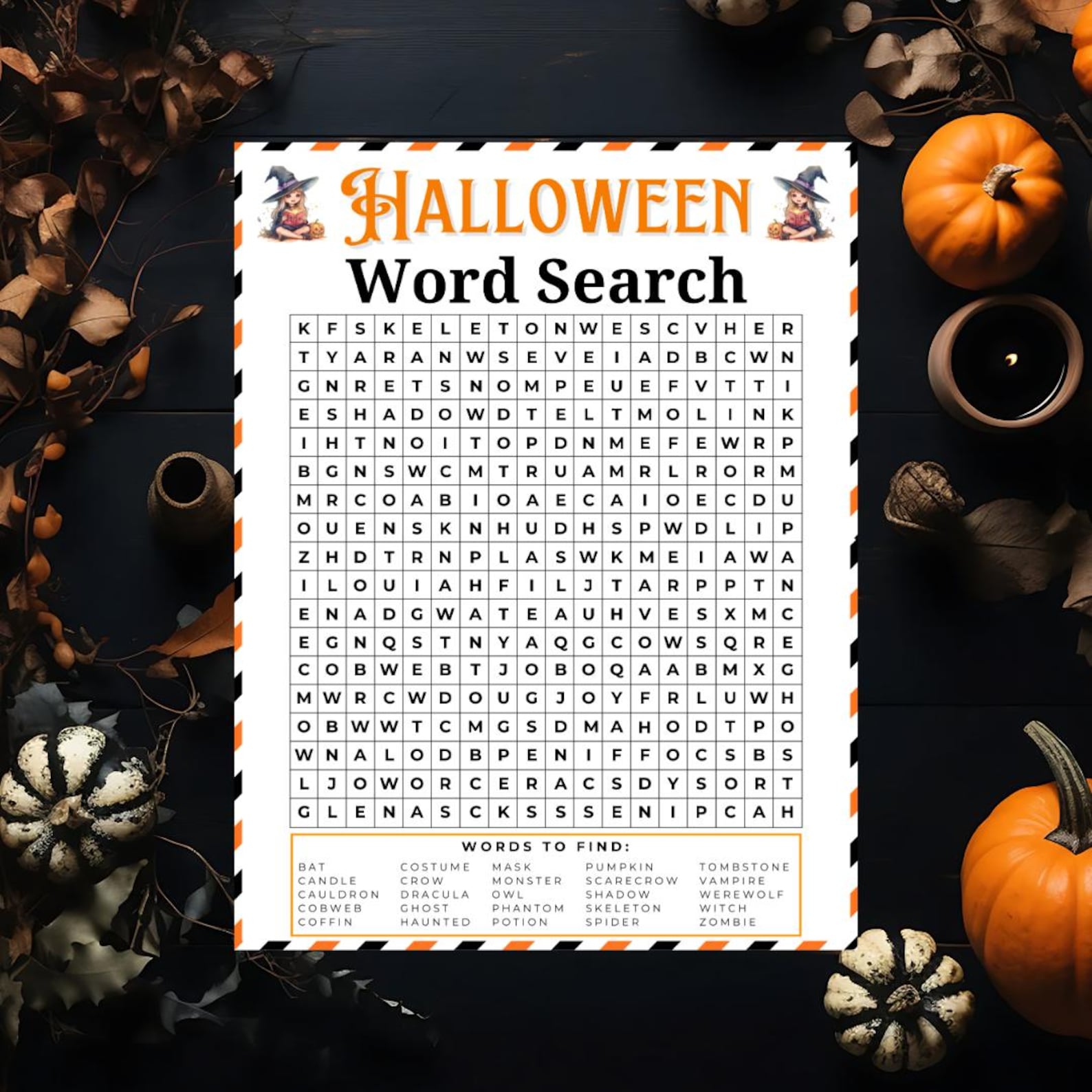 Halloween Word Search Game, Printable Halloween Games, Fun Halloween ...