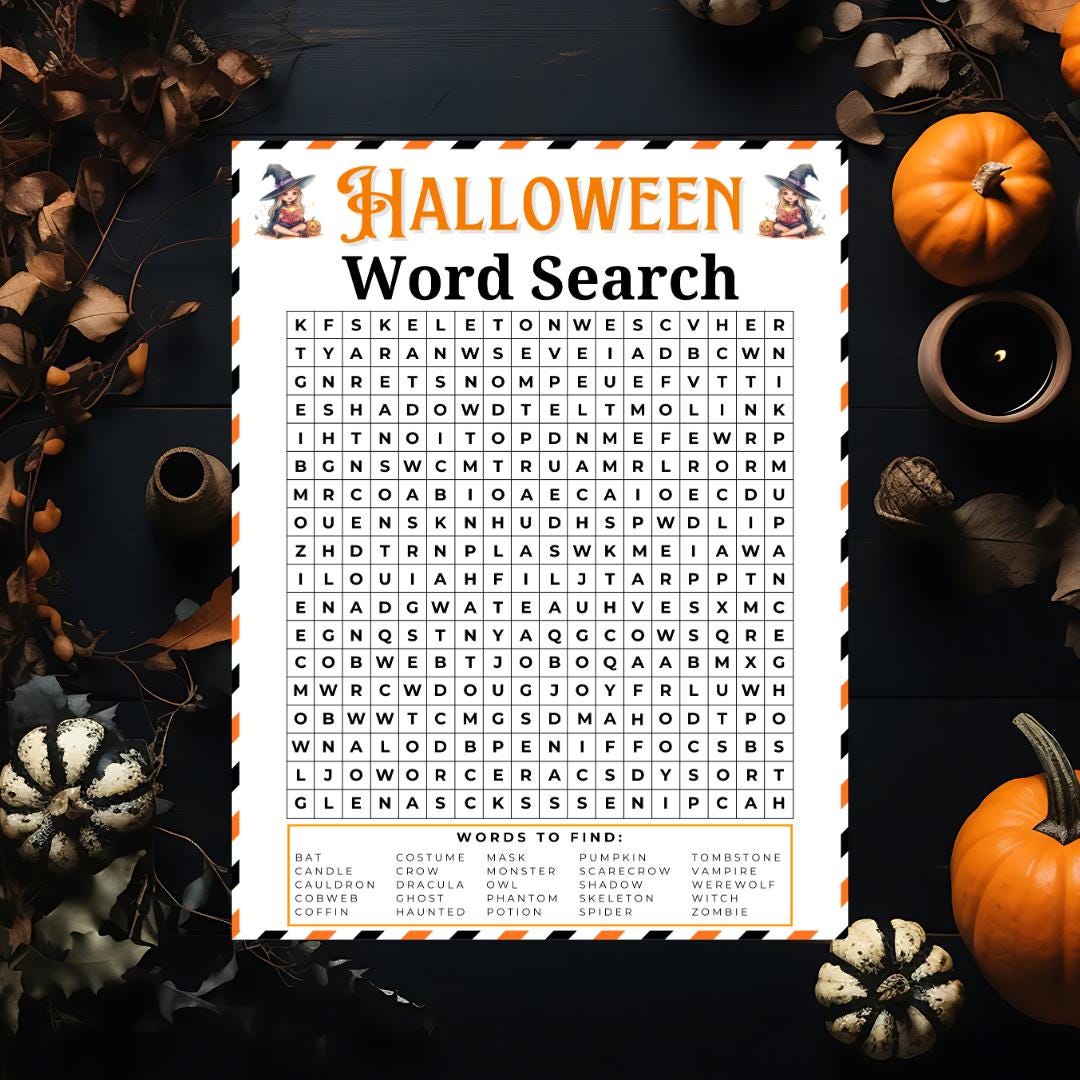 Halloween Word Search Game, Printable Halloween Games, Fun Halloween ...