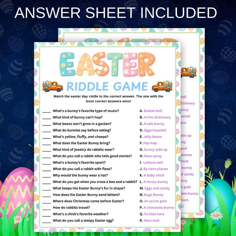 Easter Day Riddle Game, Printable Easter Day Party Games, Easter Who Am ...
