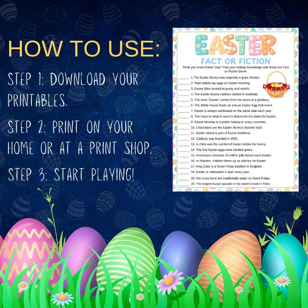 Easter Trivia Game, Fact or Fiction Quiz, Easter Day Games, Fun Trivia ...