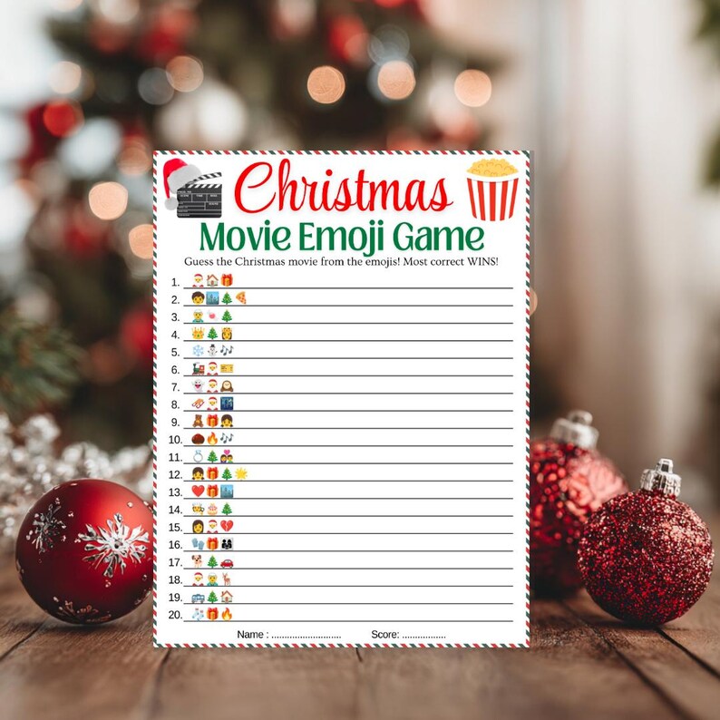 Christmas Movie Emoji Game, Christmas Party Game, Friendsmas Holiday ...