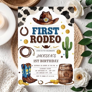 Editable First Rodeo Birthday Invitation, My 1st Rodeo Invitation, Boy ...