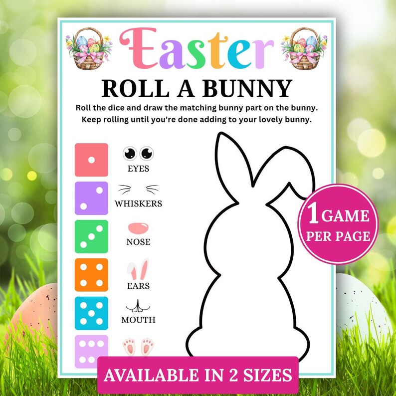 Easter Roll A Bunny Game, Easter Dice Game, Easter Bunny Roll the Dice ...