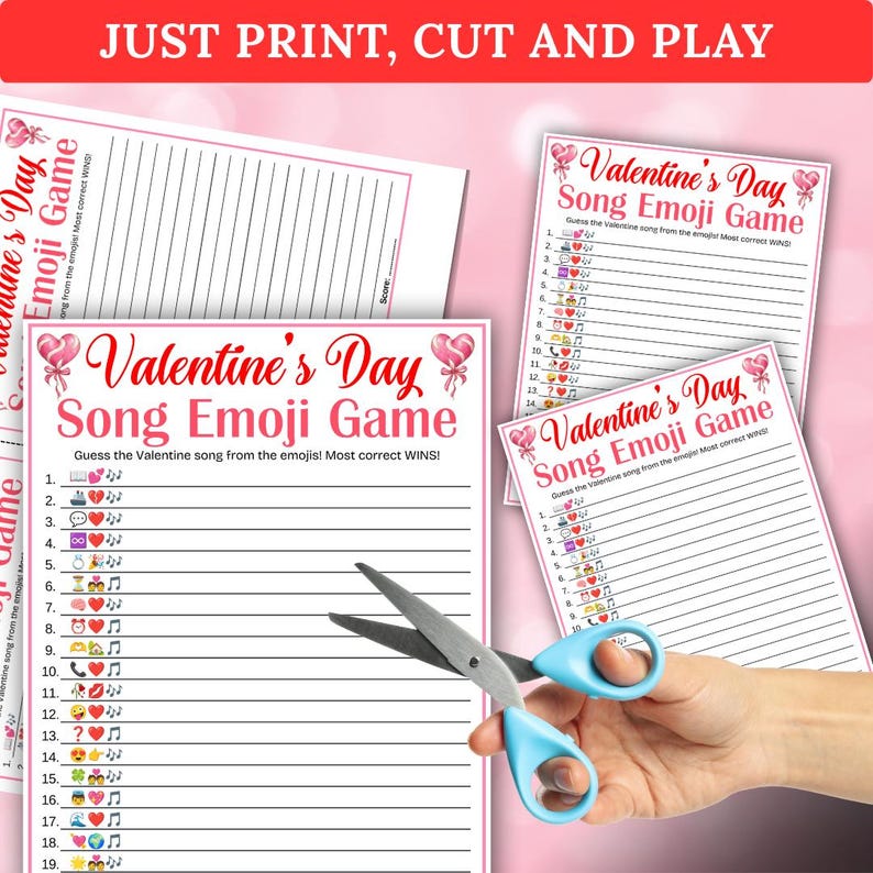Valentine's Day Songs Emoji Game, Valentines Party Game, Holiday Trivia ...