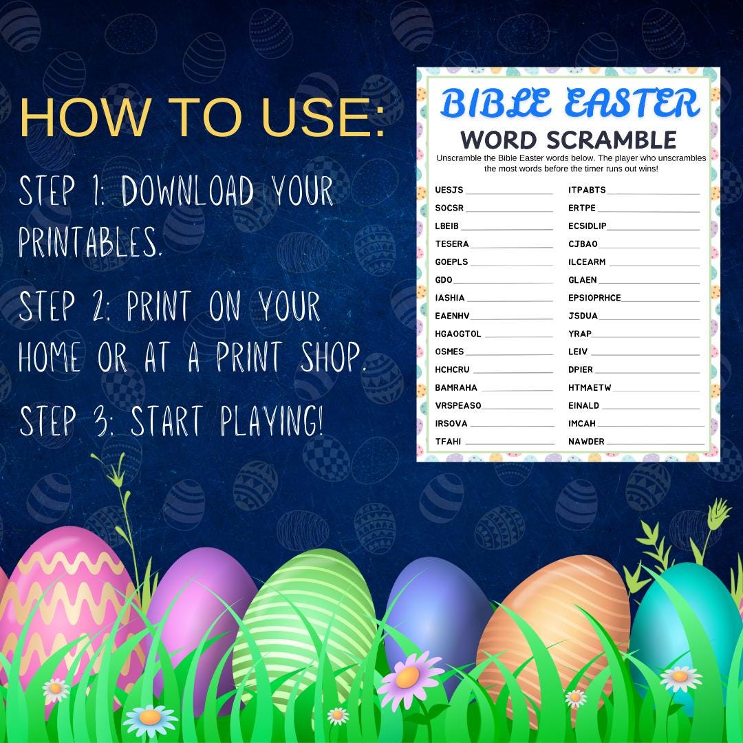 Bible Easter Word Scramble Game, Printable Bible Games, Bible Word ...