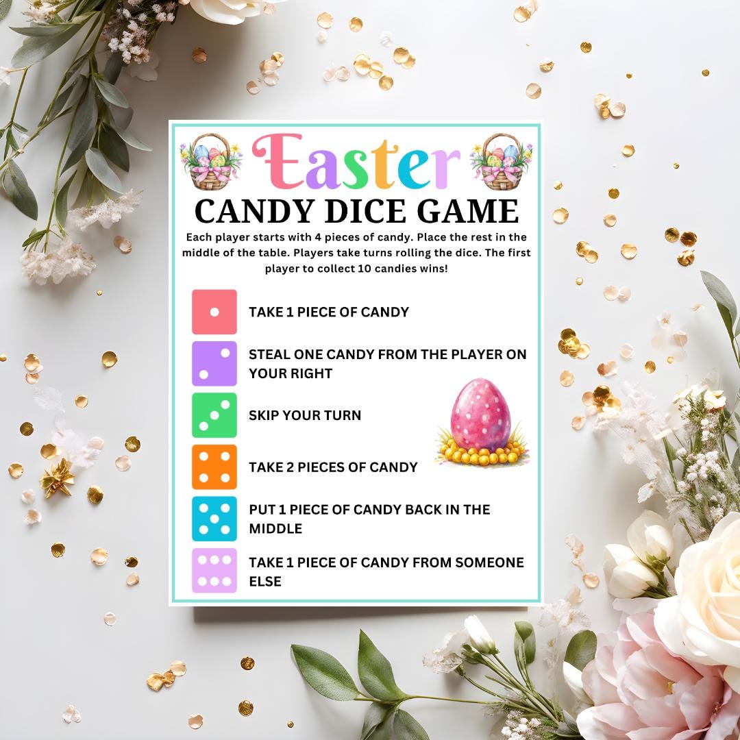 Candy Dice Game, Easter Party Game, Pass the Candy Game, Group Party ...
