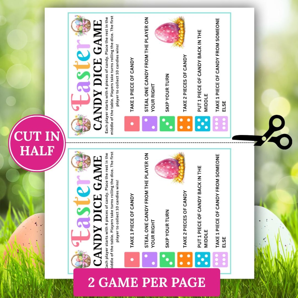 Candy Dice Game, Easter Party Game, Pass the Candy Game, Group Party ...