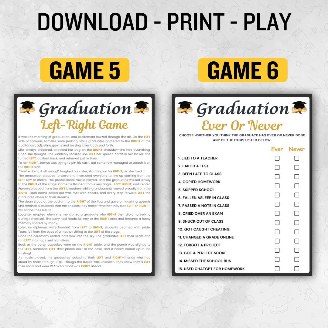 Printable Graduation Party Games, Graduation Games Bundle, Graduation ...