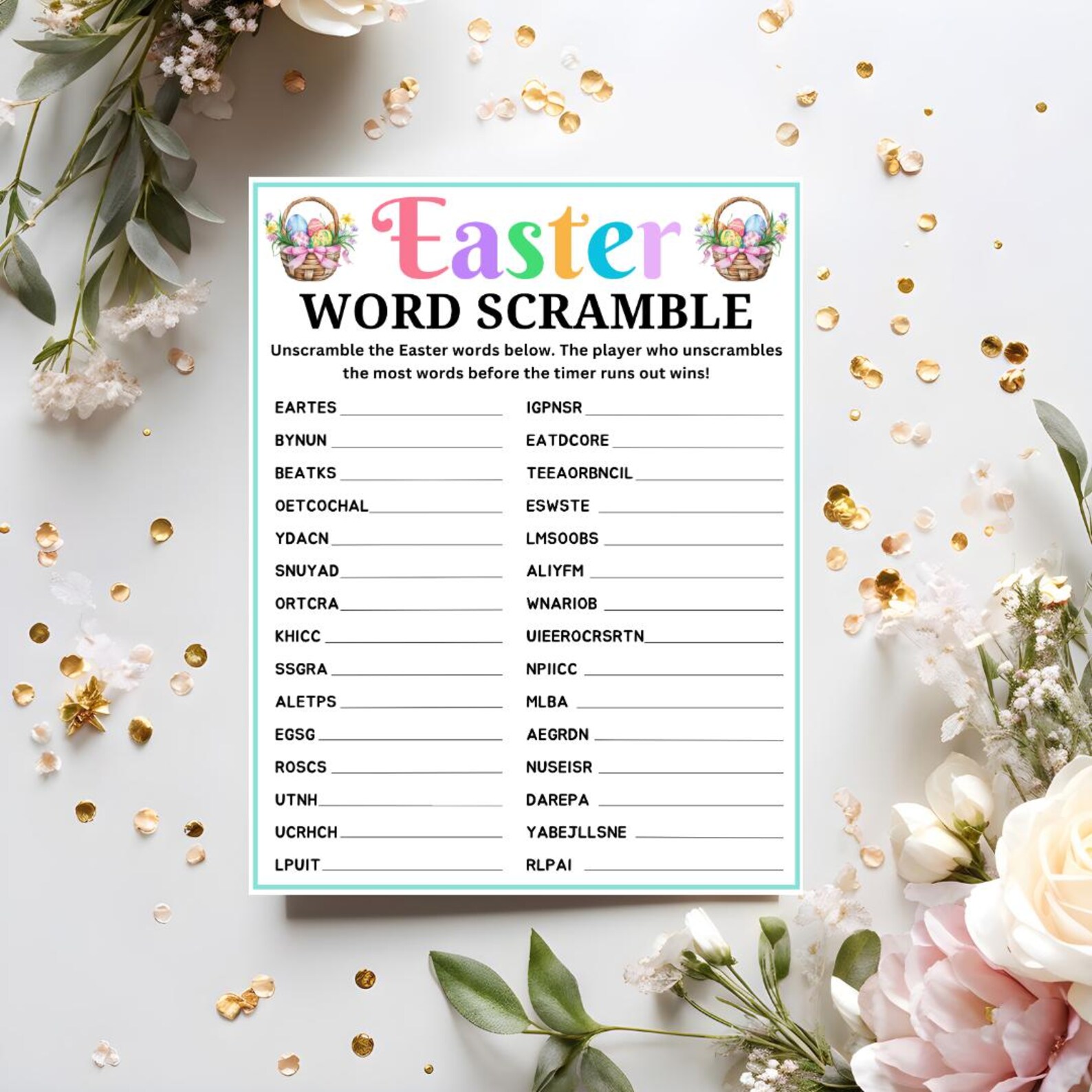 Easter Word Scramble Game, Printable Easter Game, Word Unscramble ...