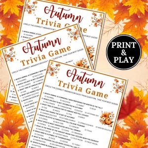 Autumn Trivia Game, Printable Autumn Games, Fall Games, Fall Trivia ...