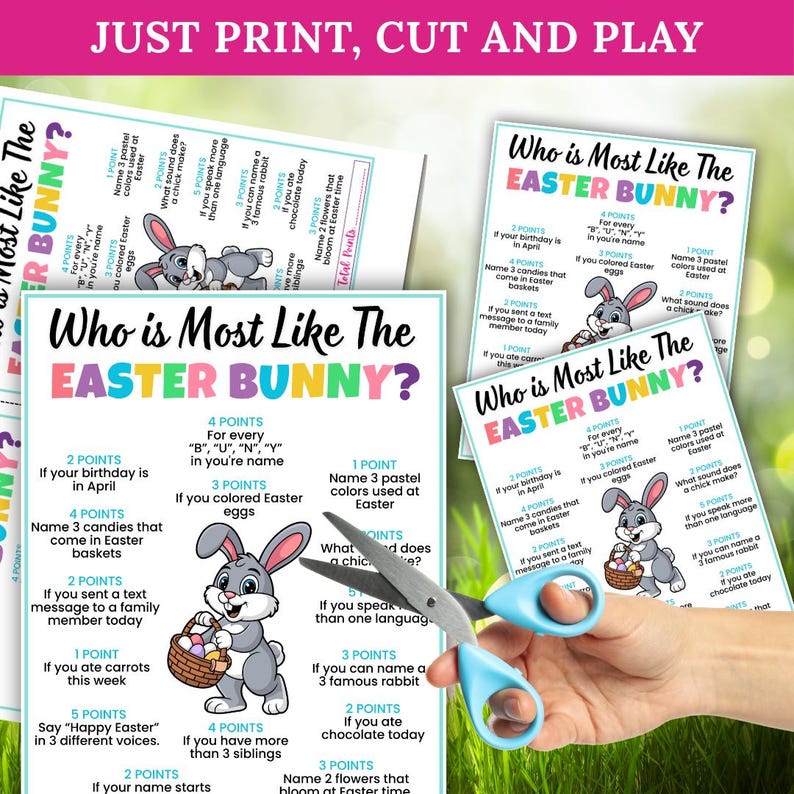 Who is Most Like the Easter Bunny Game, Classroom Game, Printable ...
