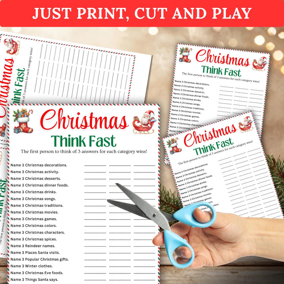 Christmas Think Fast Game, Think Quick Game, Christmas Trivia for Kids ...