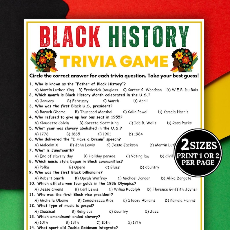 Black History Trivia Game, Black History Month, Trivia Quiz, Black ...