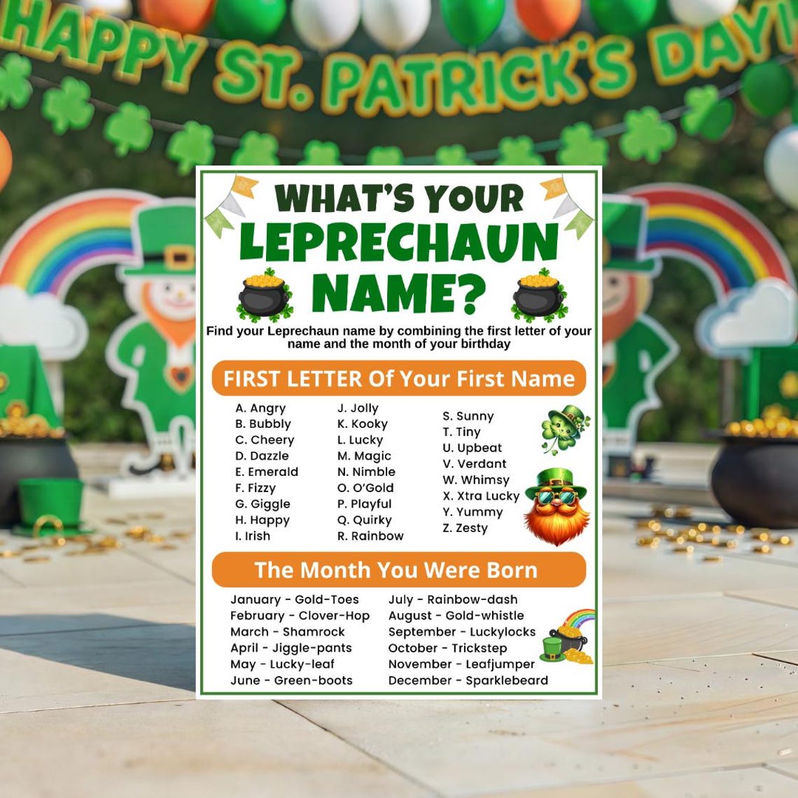What’s Your Leprechaun Name Game With Nametags, Printable St Patricks ...