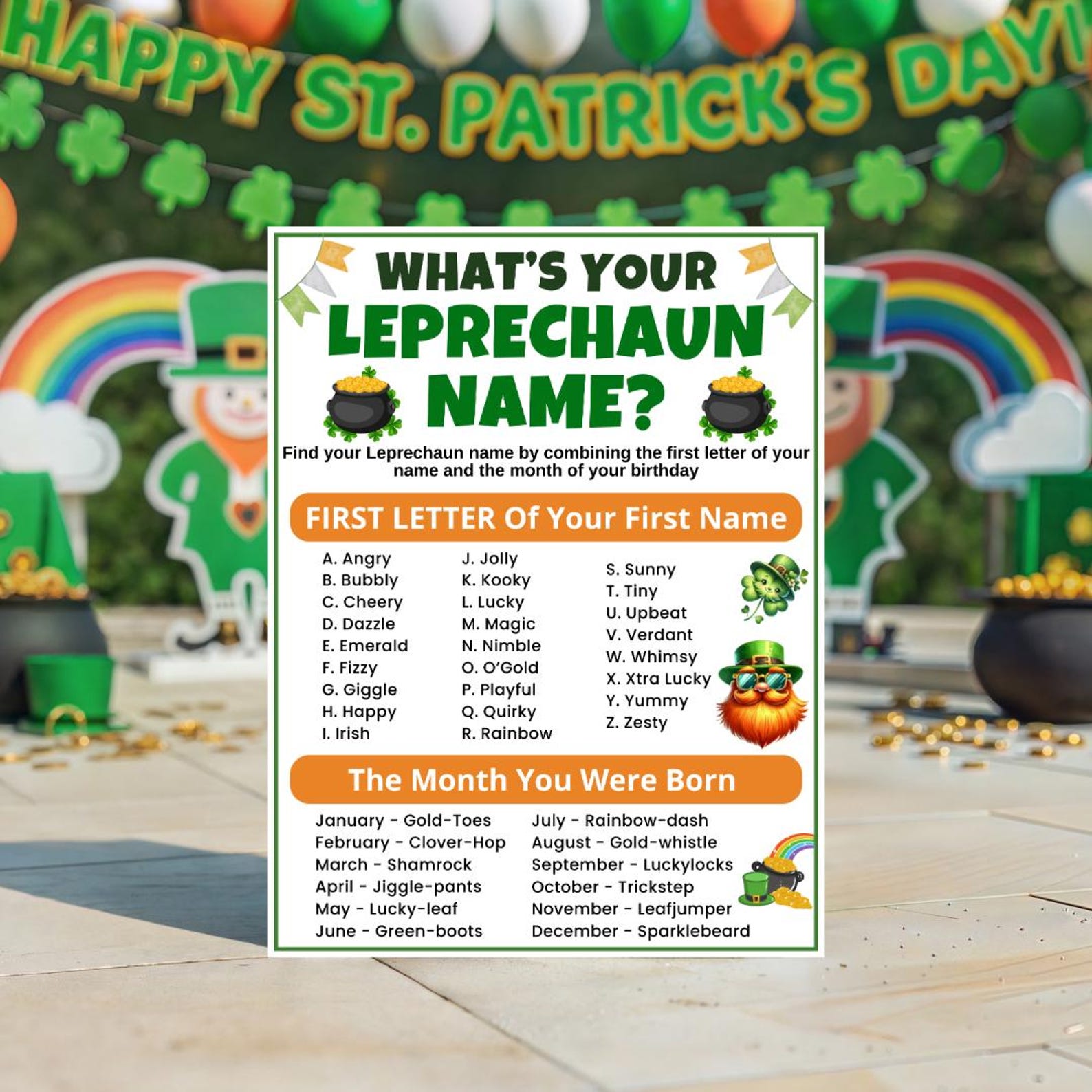 What’s Your Leprechaun Name Game With Nametags, Printable St Patricks ...
