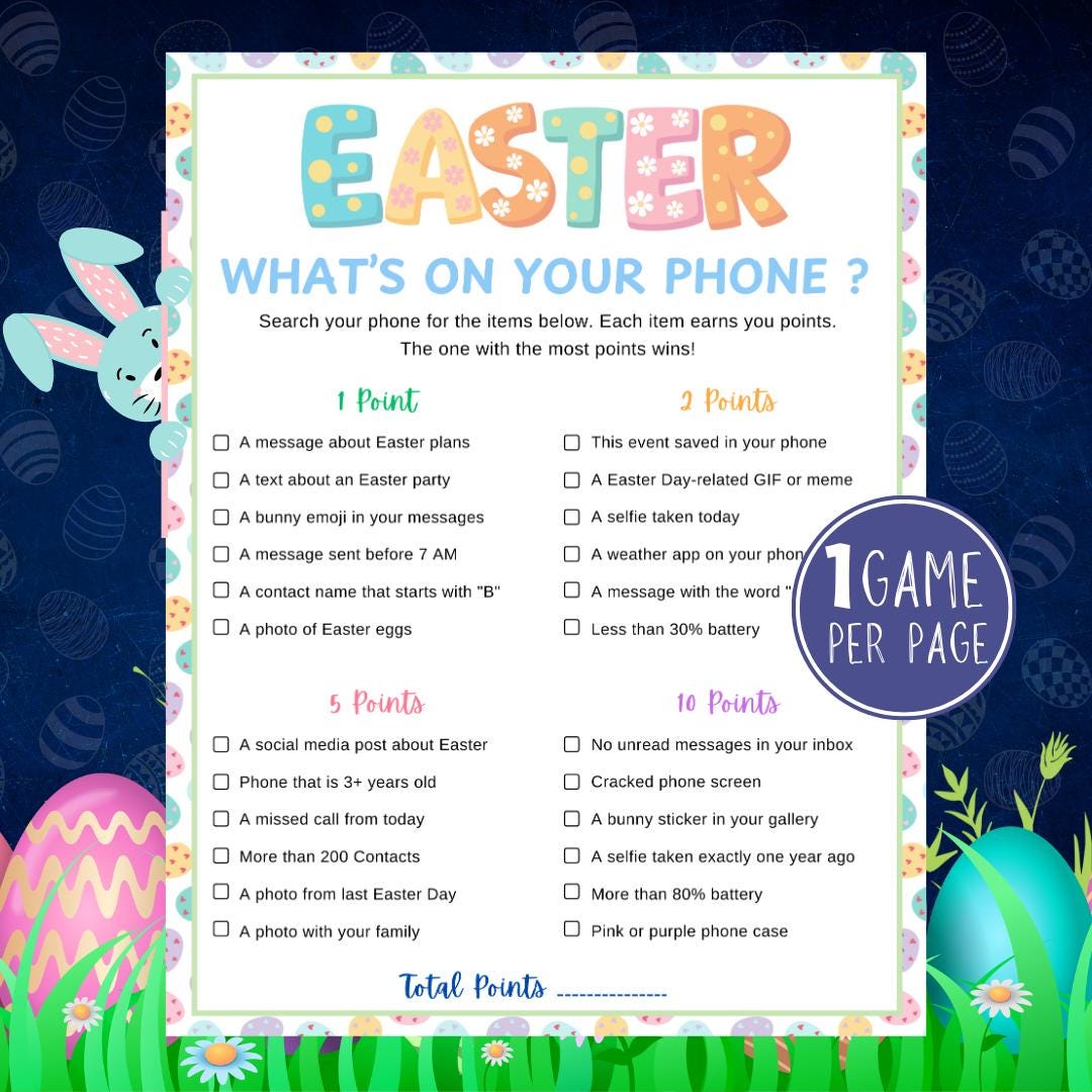 Easter Day What's on Your Phone Game, Easter Party Game - Printable ...