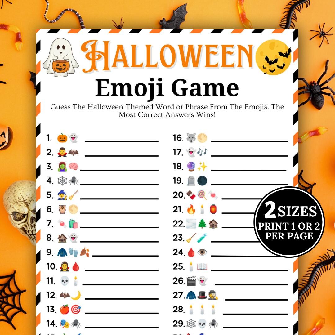 Halloween Emoji Game, Printable Halloween Games, Halloween Emoji ...