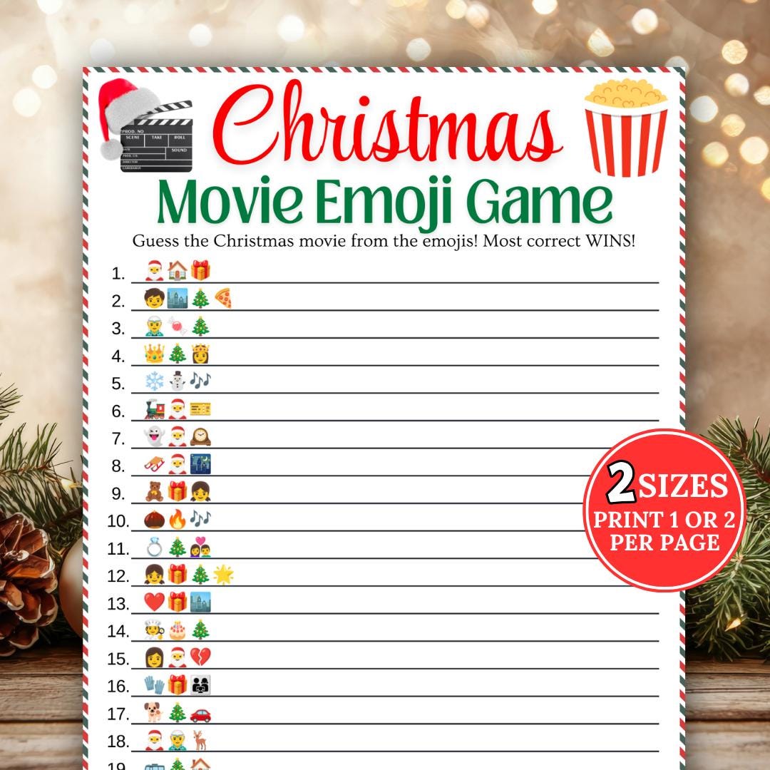 Christmas Movie Emoji Game, Christmas Party Game, Friendsmas Holiday ...
