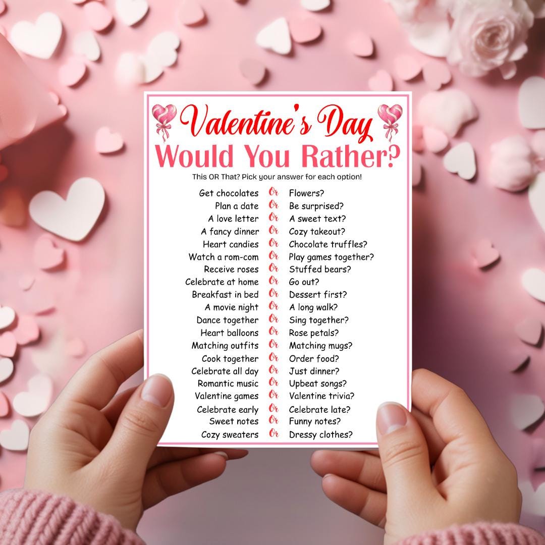 Valentine's Day This or That Game, Would You Rather Game, Party Games ...
