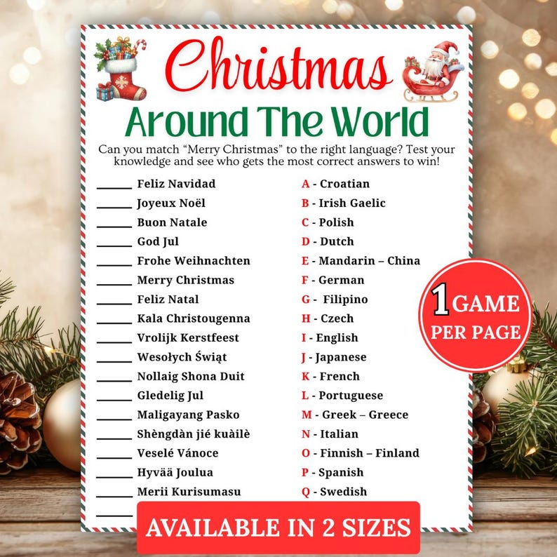 Christmas Around the World Game, Christmas Traditions, Printable ...