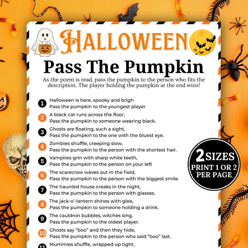Pass the Pumpkin Halloween Game, Pass the Gift, Party Game, Printable ...