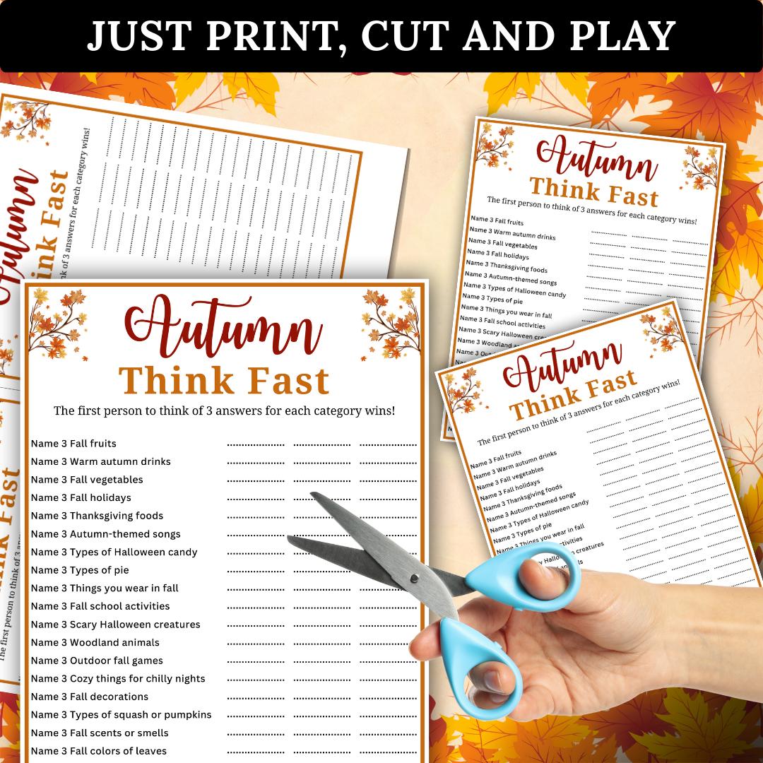 Fall Think Fast Game, Fall Trivia Game, Autumn Games, Icebreaker Game ...