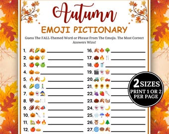 Autumn Emoji Pictionary Game, Printable Fall Emoji Quiz, Emoji Guessing ...