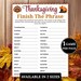 Thanksgiving Finish the Phrase Game, Printable Thanksgiving Party Games ...