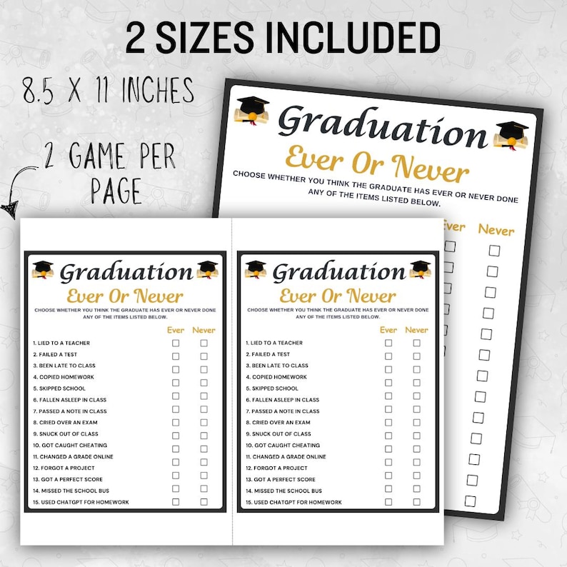 Graduation Party Games Never Have I Ever, Grad Party Games, Fun ...