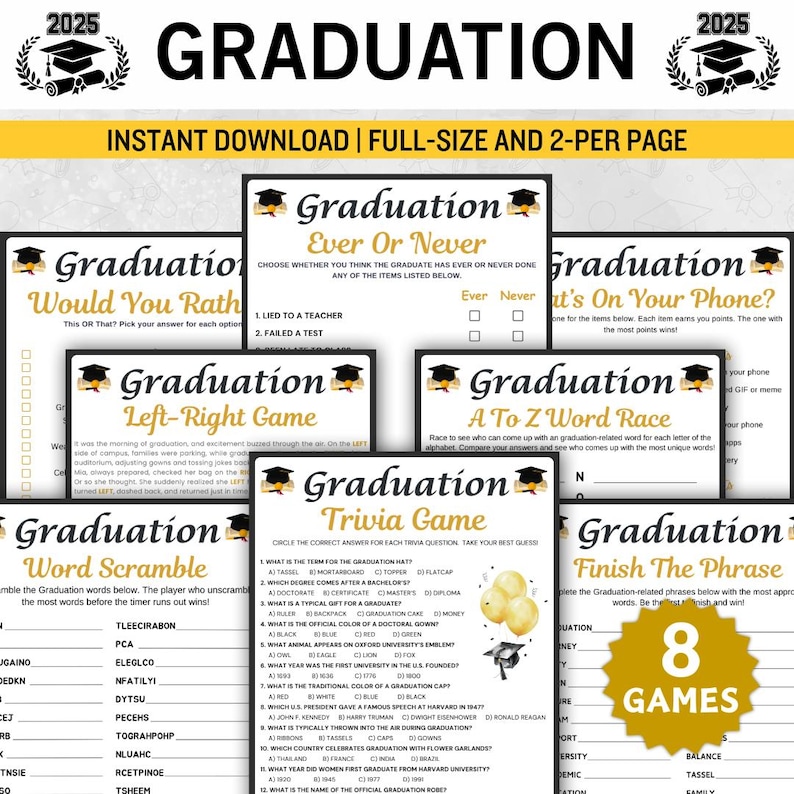 Printable Graduation Party Games, Graduation Games Bundle, Graduation ...